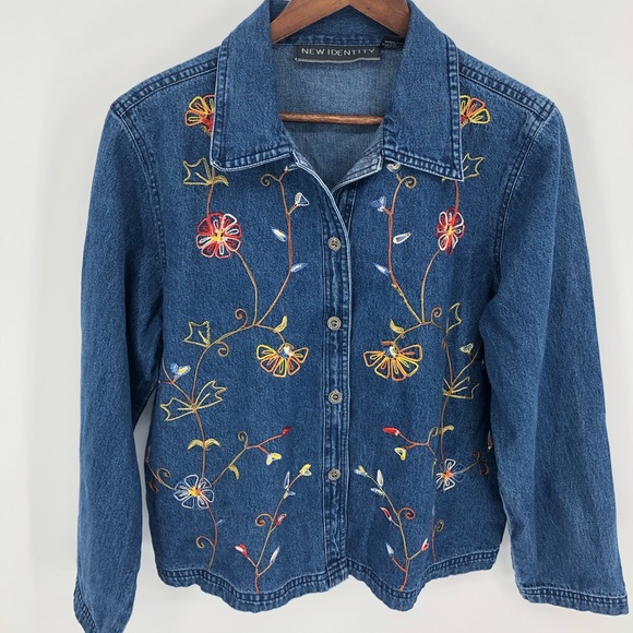 New Identity | Jackets & Coats | New Identity Floral Embroidered Jean ...